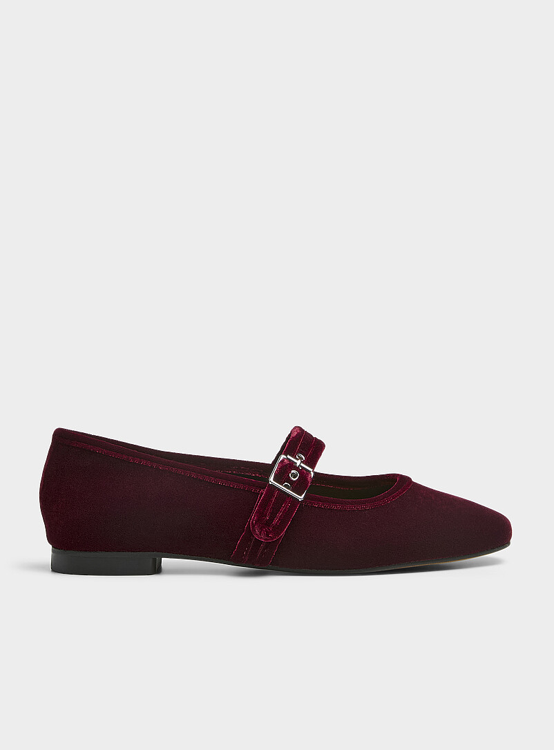 La ballerine Mary Jane velours merlot Femme | Simons | Toutes nos ...