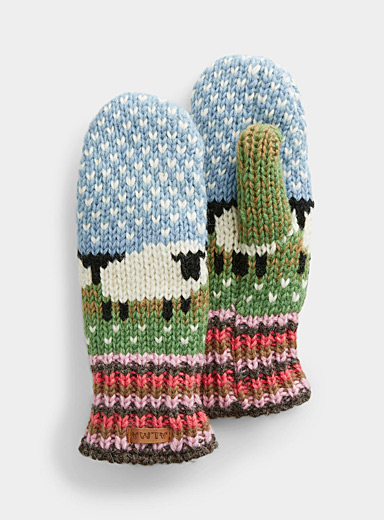 Herd of sheep artisanal mittens | ALMA | Shop Women's Mittens Online in ...