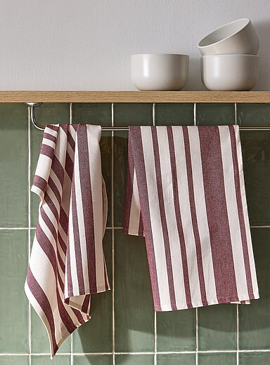 Les linges à vaisselle rayures deux tons Ensemble de 2 | Simons Maison ...