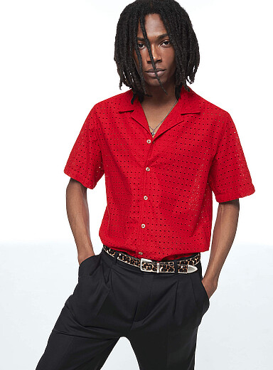 Floral broderie anglaise camp shirt | Le 31 | Shop Men's Solid Shirts ...