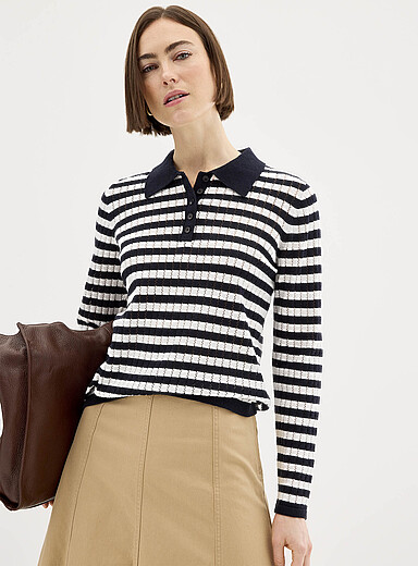 Pure organic cotton openwork striped polo | Part Two | Stripes ...