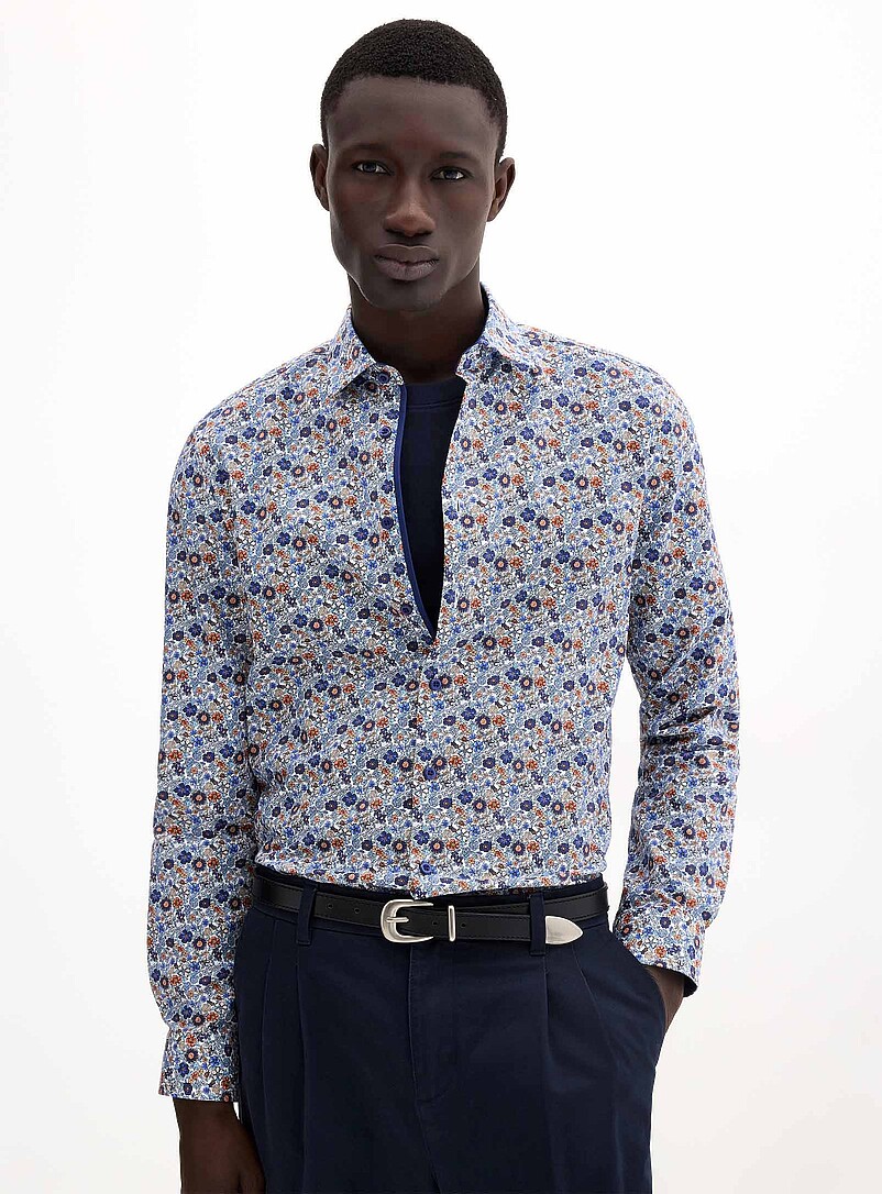 Blue field of flowers shirt Modern fit | Soul of London | Shop Men's ...