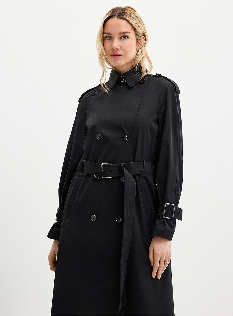 Le long trench noir ceinture ajustable Becky | Soia & Kyo | Trenchs ...