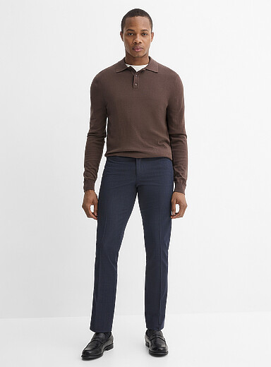 Prince of Wales navy stretch pant | Citadin | Shop Men's Dress Pants ...