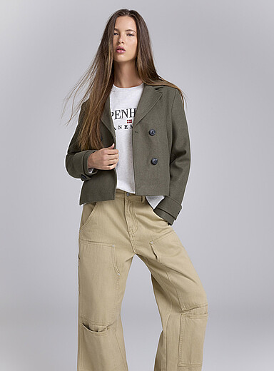 Double-breasted cropped jacket | Only | Women's Wool Coats Fall/Winter ...
