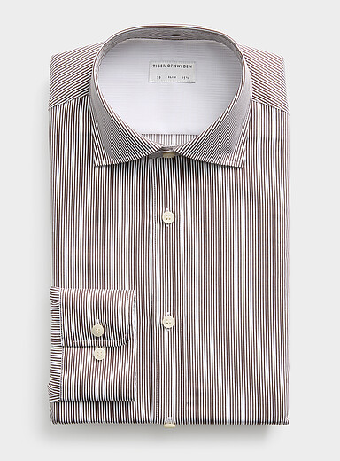 La chemise rayures café Coupe ajustée | Tiger of Sweden | Magasinez des ...