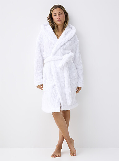 Plush cable-knit hooded robe | Miiyu x Twik | Shop Women's Robes Online ...