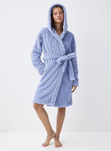 Plush cable-knit hooded robe | Miiyu x Twik | Shop Women's Robes Online ...