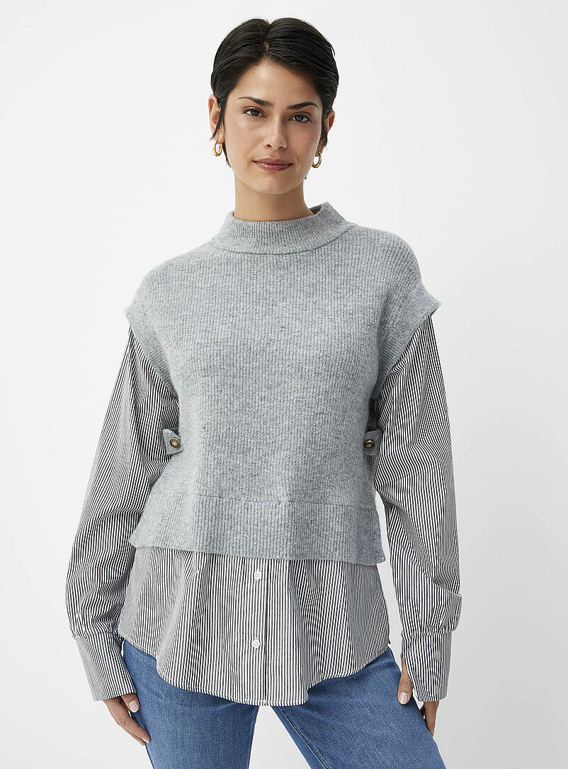 Shirt-style overlay sweater | Contemporaine | Shop Women's Turtlenecks ...