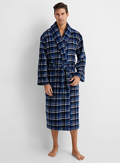 Colourful check polar fleece robe | Majestic | Shop Men's Bathrobes ...