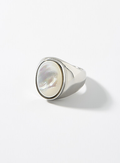 Pearly stone signet ring | Le 31 | Men's Rings | Simons