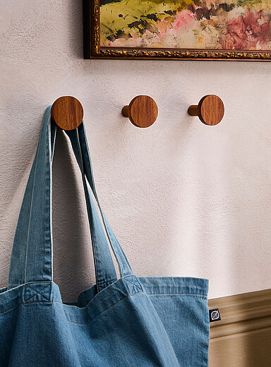 Circular acacia wood wall-mounted hooks Set of 3 | Simons Maison | | Simons