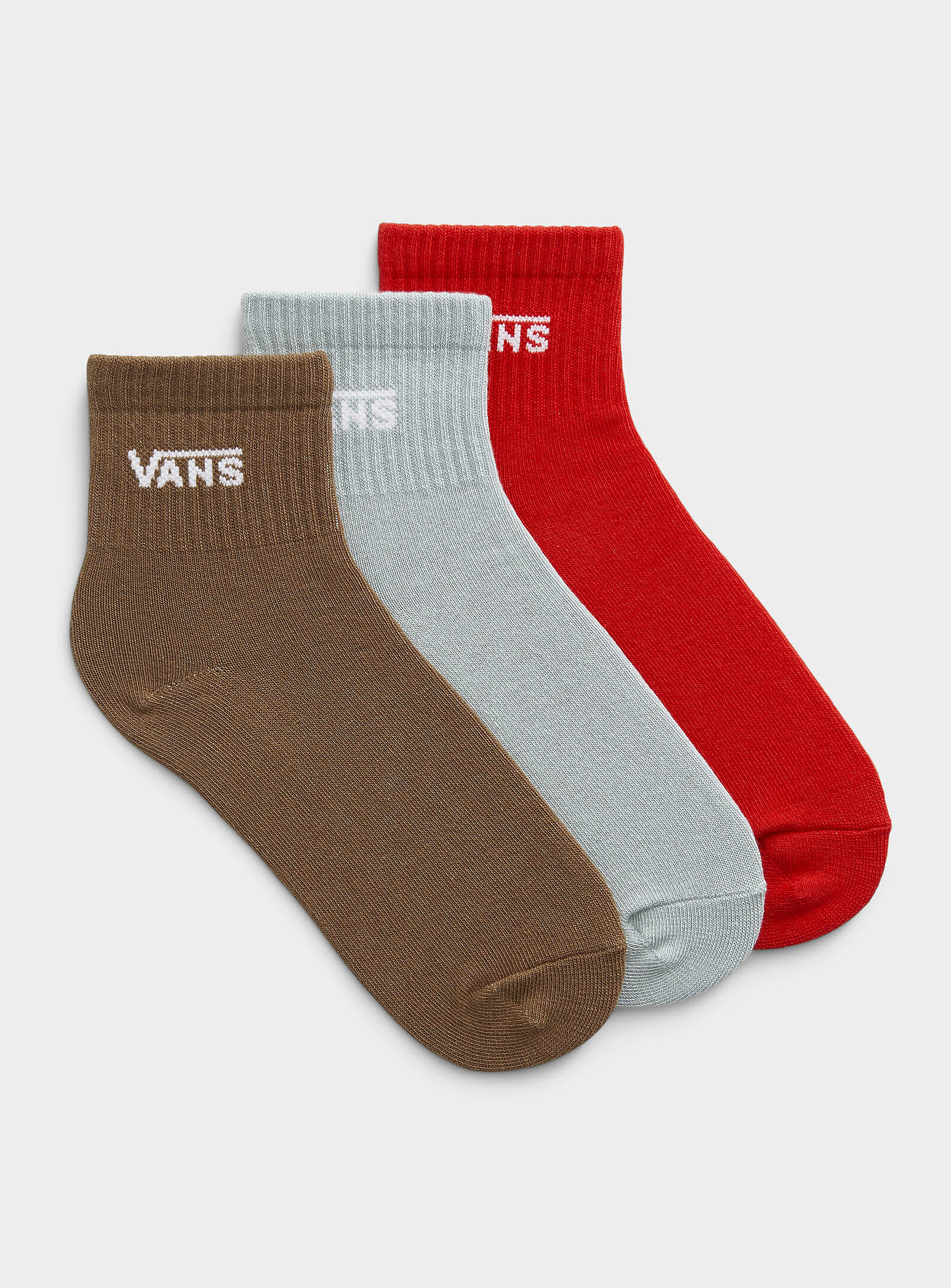 Vans Ribbed Signature Ankle Socks Set Of 3 In Red | ModeSens
