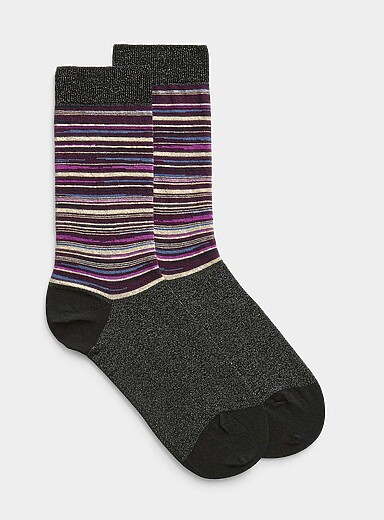 Metallic thread striped socks Exclusive collection from Italy | Simons ...