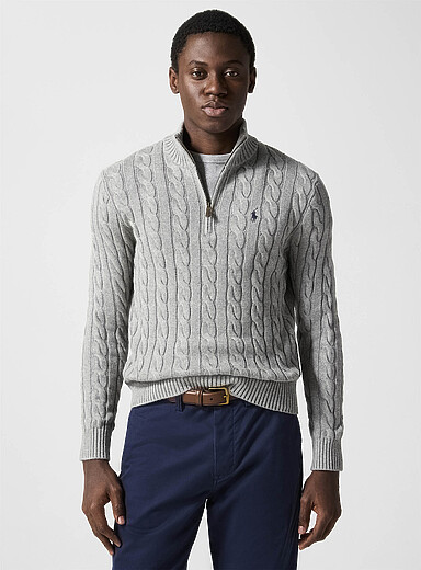 Twisted-cable zipped-collar sweater | Polo Ralph Lauren | Shop Men's ...