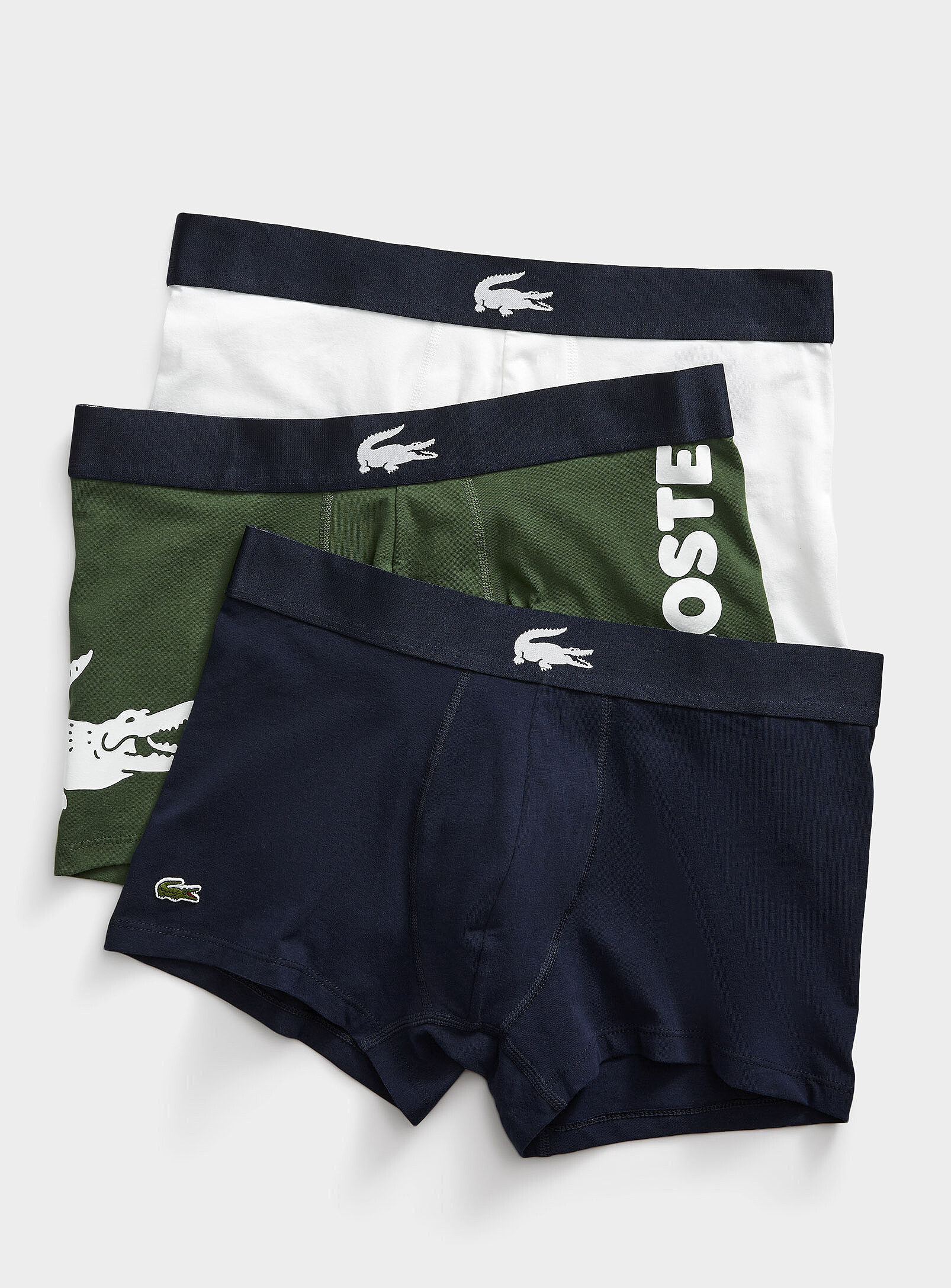 Lacoste Large Croc Boxer Briefs 3-pack In Patterned Green | ModeSens