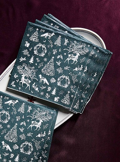 Scandinavian forest paper napkins 16.5 x 16.5 cm. Pack of 25. Christmas ...
