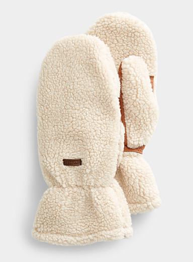 Faux-suede leather palm high-pile fleece mittens | Kombi | Shop Women's ...